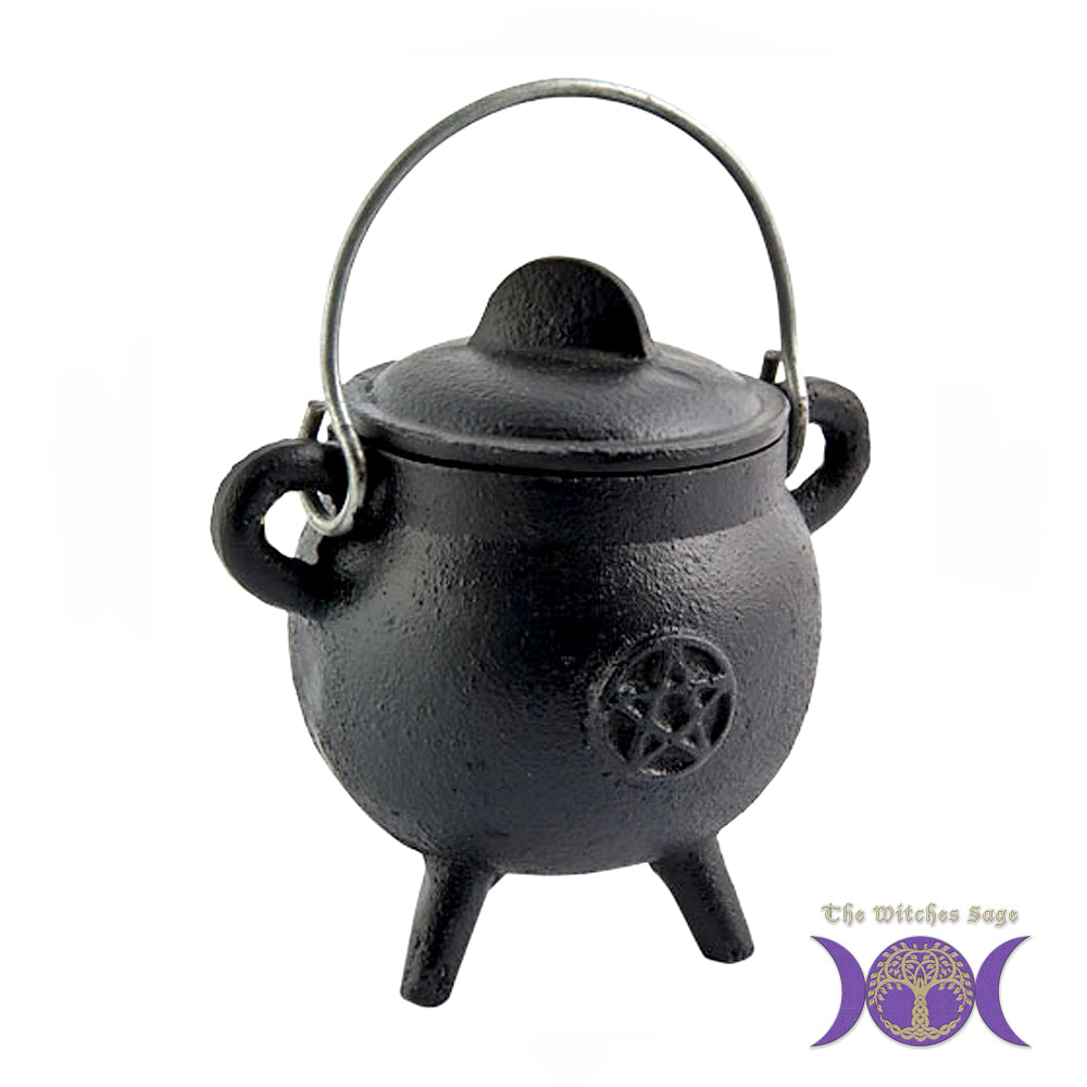 Witches Cauldron Cast Iron Soul Sticks Triple Moon 6" Cast Iron ...