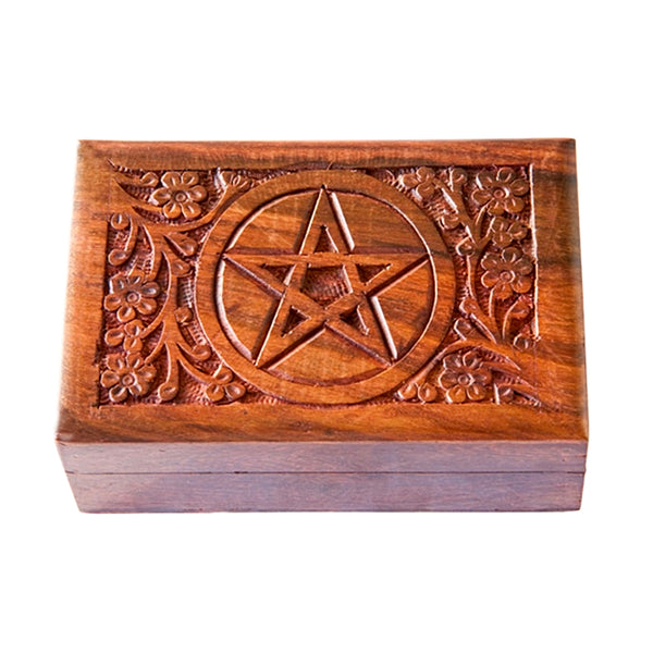 Pentacle Flower Carved Wooden Box – The Witches Sage LLC